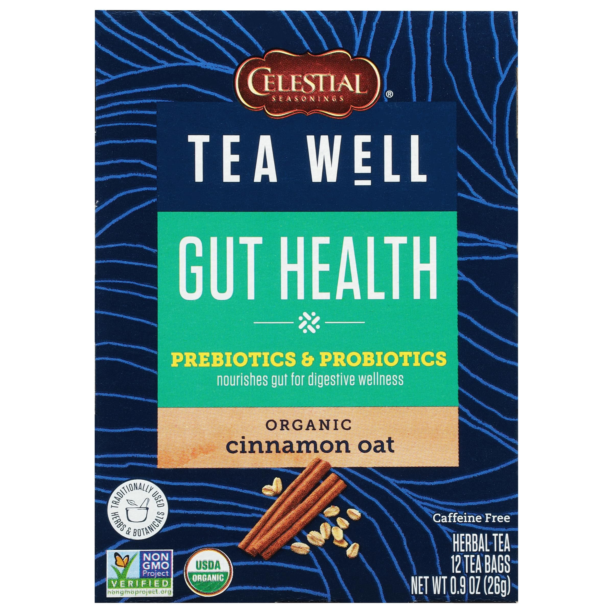 Celestial Seasonings Teawell Herbal Tea, Gut Health, Organic Cinnamon ...