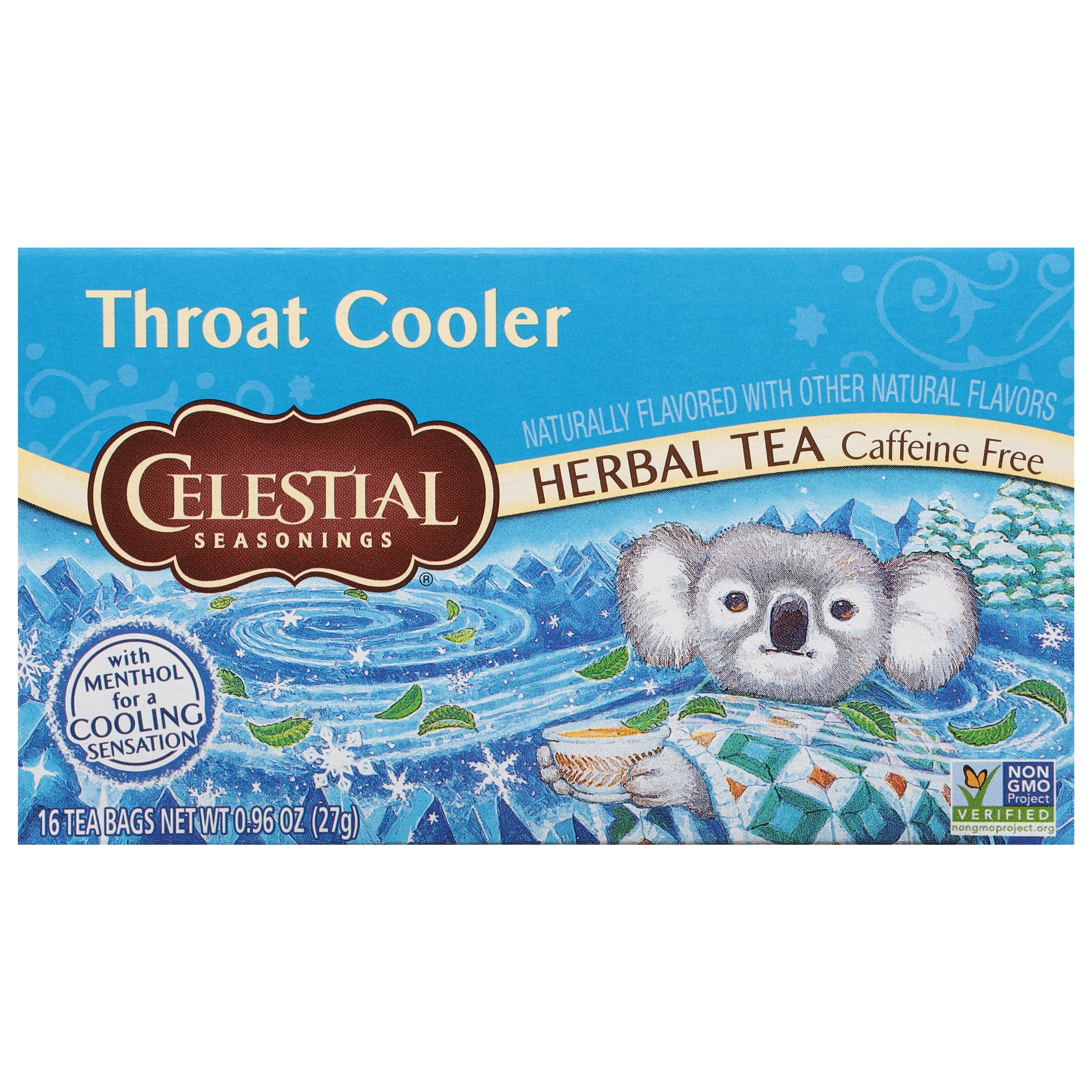 Celestial Seasonings Throat Cooler Caffeine-Free Herbal Tea Bags, 18 ...
