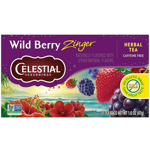Celestial Seasonings Wild Berry Zinger Caffeine-Free Herbal Tea Bags ...