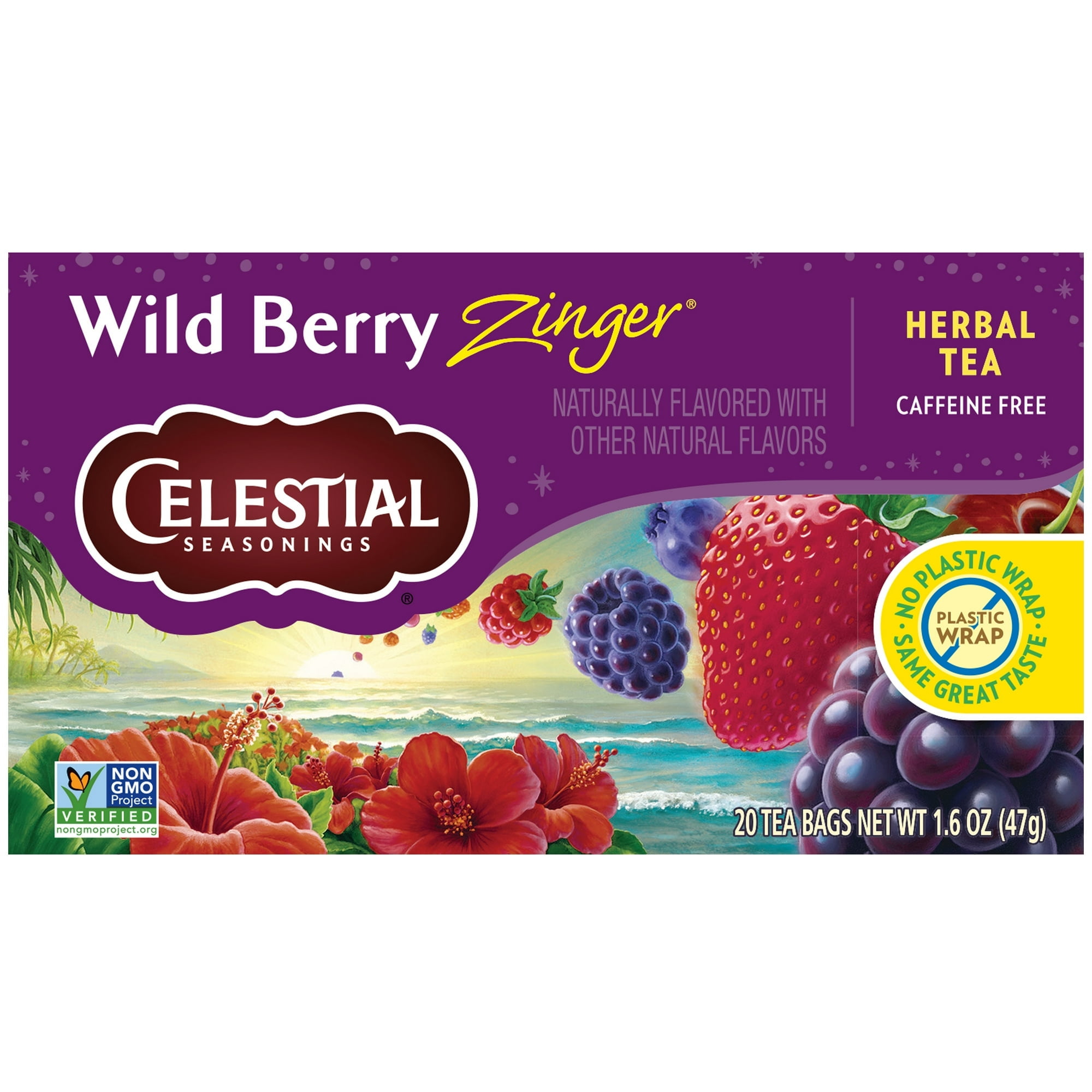 Celestial Seasonings Wild Berry Zinger Caffeine-Free Herbal Tea Bags ...
