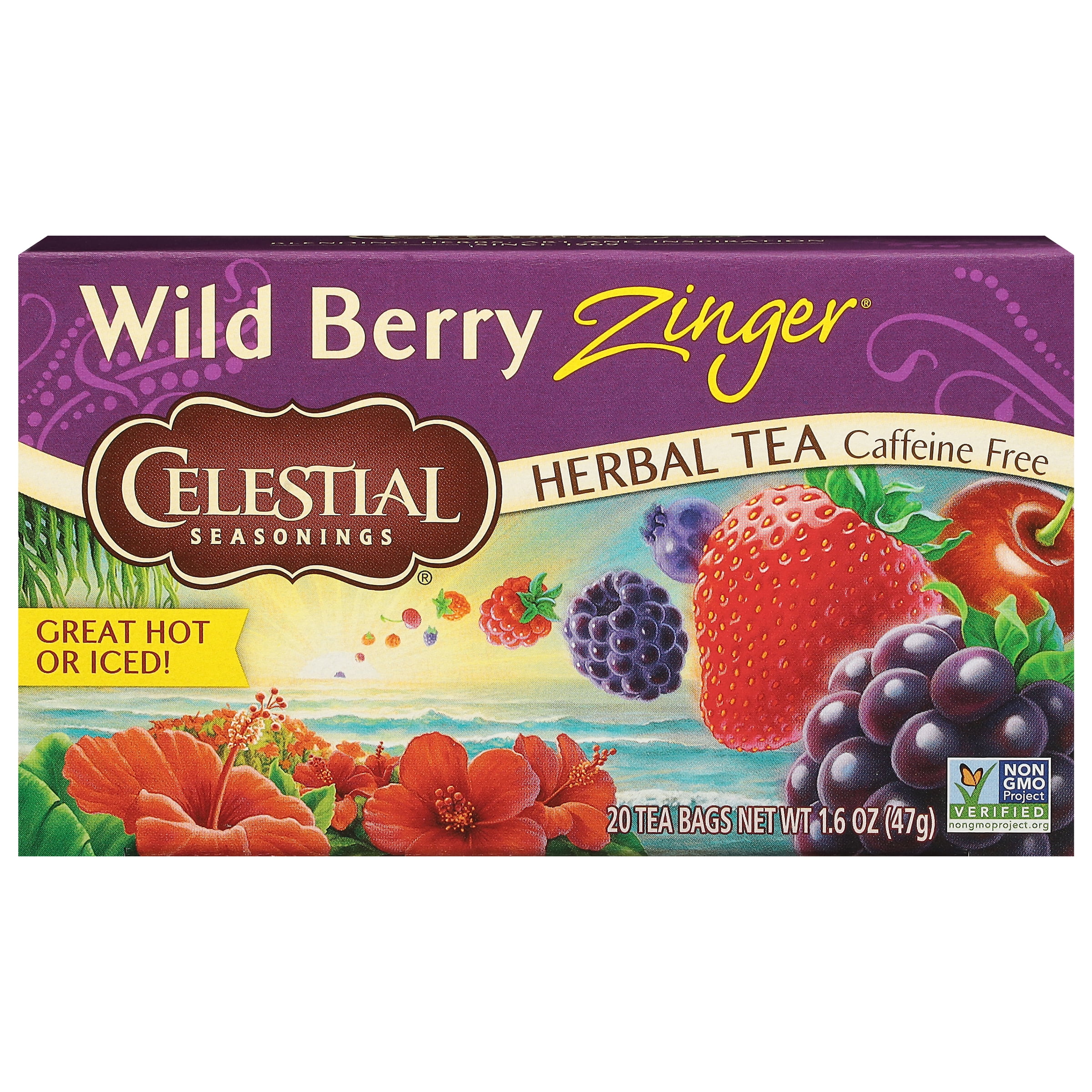 Celestial Seasonings Wild Berry Zinger Caffeine-Free Herbal Tea Bags ...