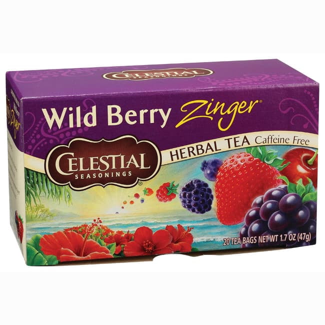 Celestial Seasonings Herbal Tea Wild Berry Zinger - Caffeine Free 20 ...