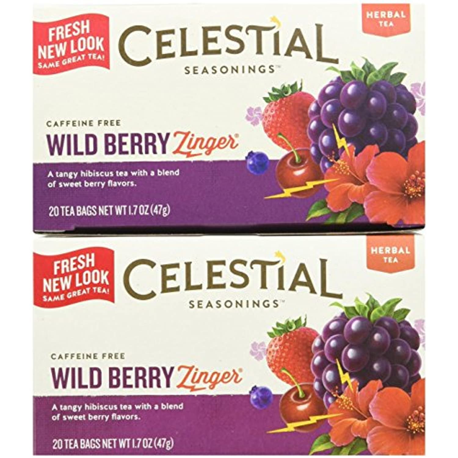 Celestial Seasonings Wild Berry Zinger Tea Bags, 20 Ct, 2 Pk - Walmart.com