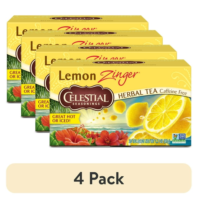 (4 pack) Celestial Seasonings Lemon Zinger Caffeine-Free Herbal Tea ...