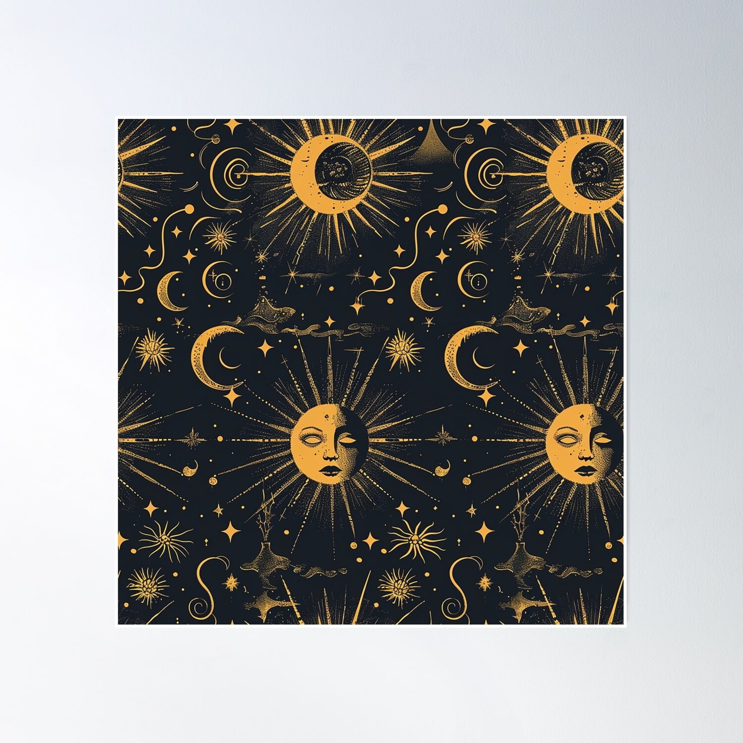Celestial Shadows: Dark Gothic Sun And Moon Poster Wall Art, Modern ...