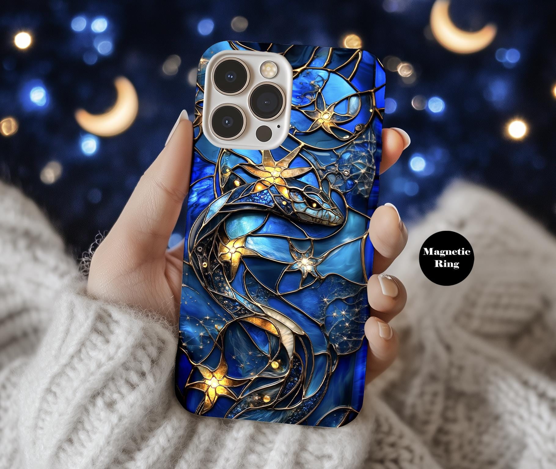 Celestial Snake Stained Glass Phone Case with iPhone 17 to 11 Pro Max ...