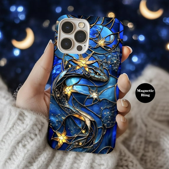 Celestial Snake Stained Glass Themed Phone Case 17 16 15 14 13 12 11 ...