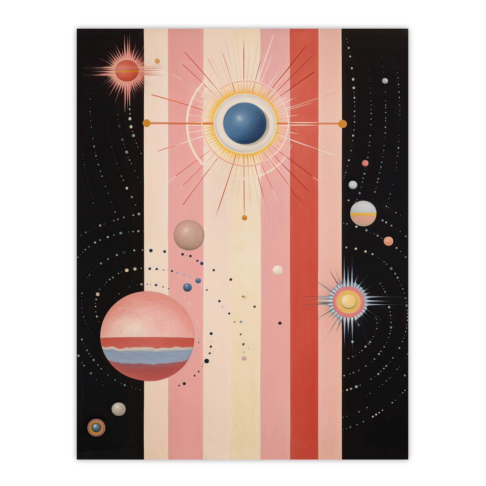 Celestial Soup Pink Planets Abstract Unframed Wall Art Print Poster ...