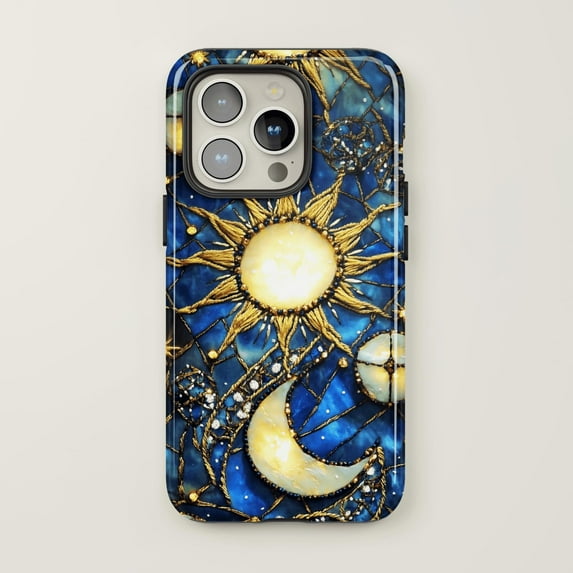 Celestial Stained GlFaux Embroidery Sun Moon Stars Starry Night Phone ...