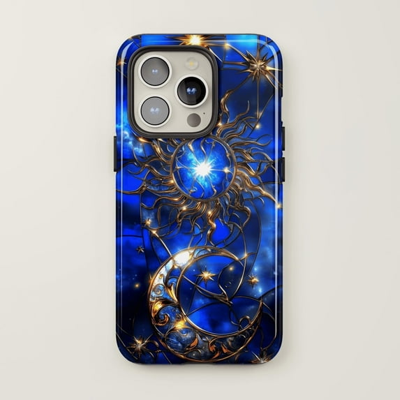 Celestial Stained GlMoon & Stars Faux Embroidery Phone Case for iPhone ...