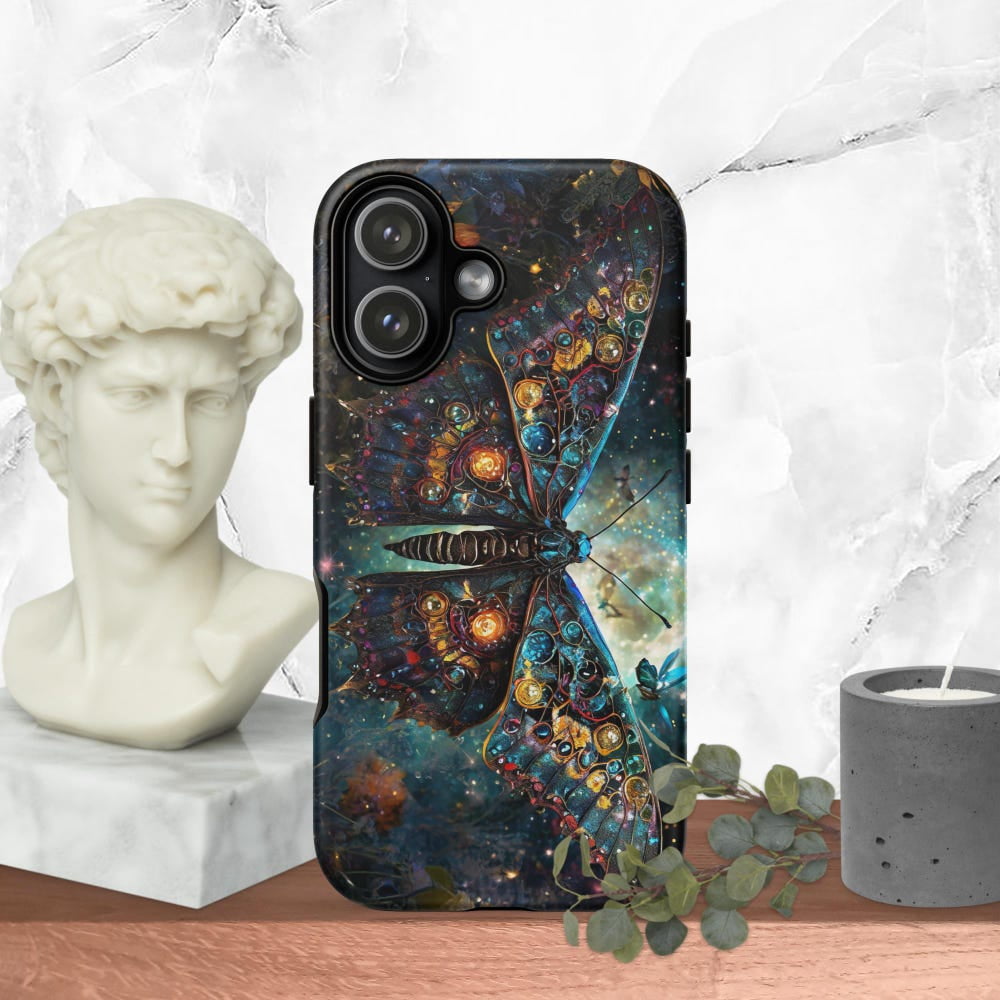 Celestial Stained Glass Cosmic Jewel Moth Phone Case 17 16 15 14 13 12 ...