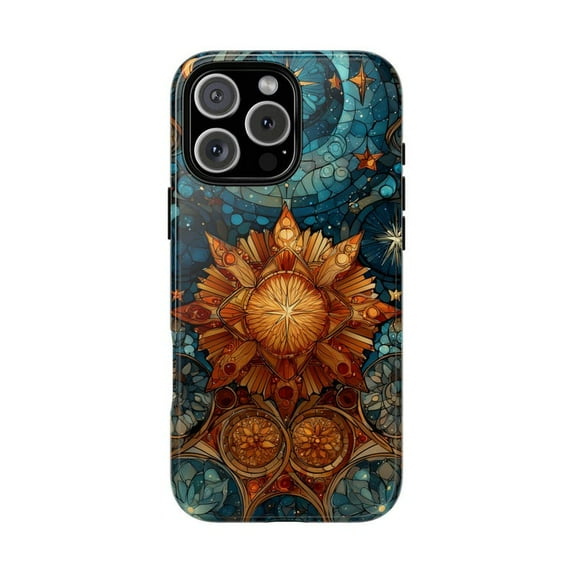 Celestial Stained Glass Cosmic Mandala Pattern Phone Case for 17 16 15 ...