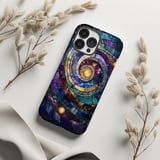 Celestial Stained Glass Moon Stars Night Sky Phone Case 16 15 14 13 12 ...