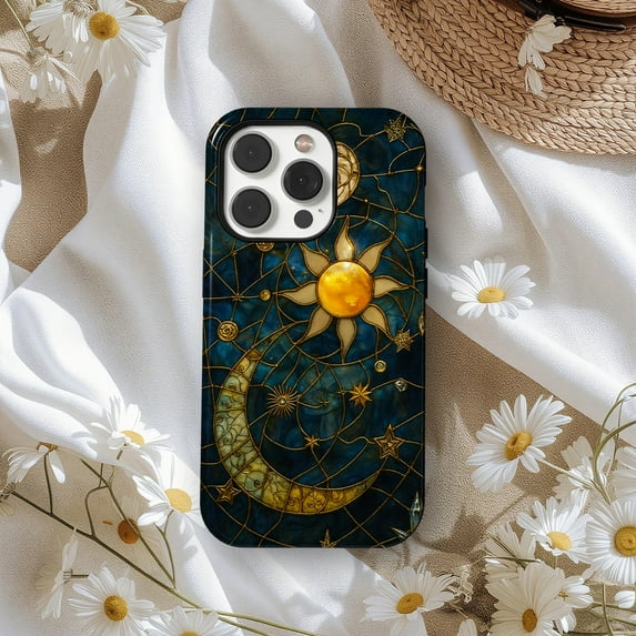 Celestial Stained Glass Moon Stars Starry Night Faux Mosaic Case for ...