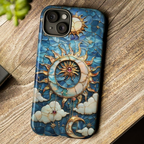 Celestial Stained Glass Sun Moon and Stars Case for 17 16 15 14 13 12 ...
