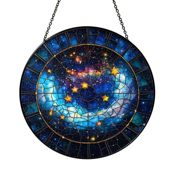 Celestial Stained Glass Suncatcher Window Decor, Galaxy and Stars Art ...