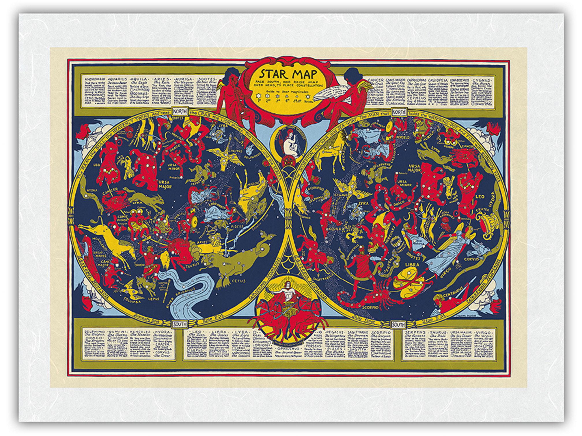 Celestial Star Map - Astrological Constellations - Vintage Pictorial ...