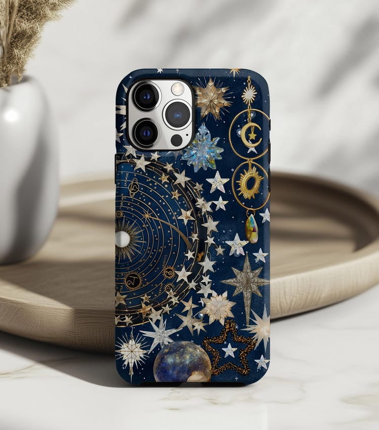 Celestial Starry Night Cosmic Gold Navy Astro Zodiac Phone Case for ...