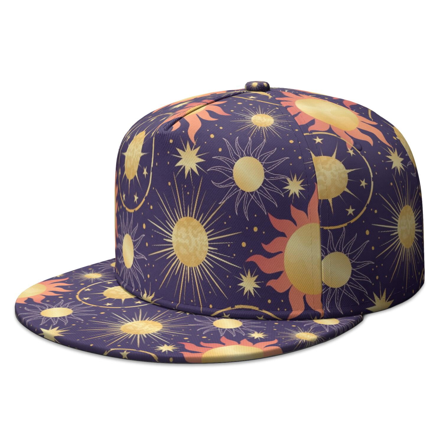 Celestial Starry Night Flat Bill Cap - Gothic Witchy Aesthetic Snapback ...
