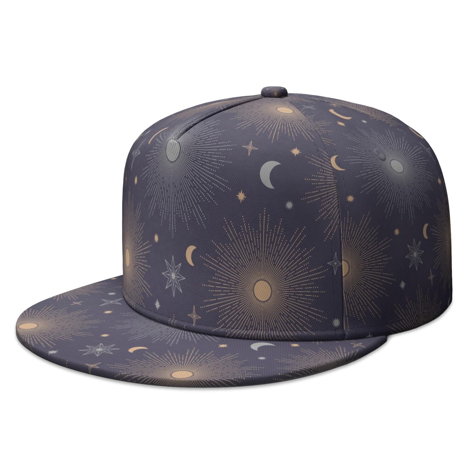 Celestial Starry Night Flat Bill Cap - Gothic Witchy Aesthetic Snapback ...