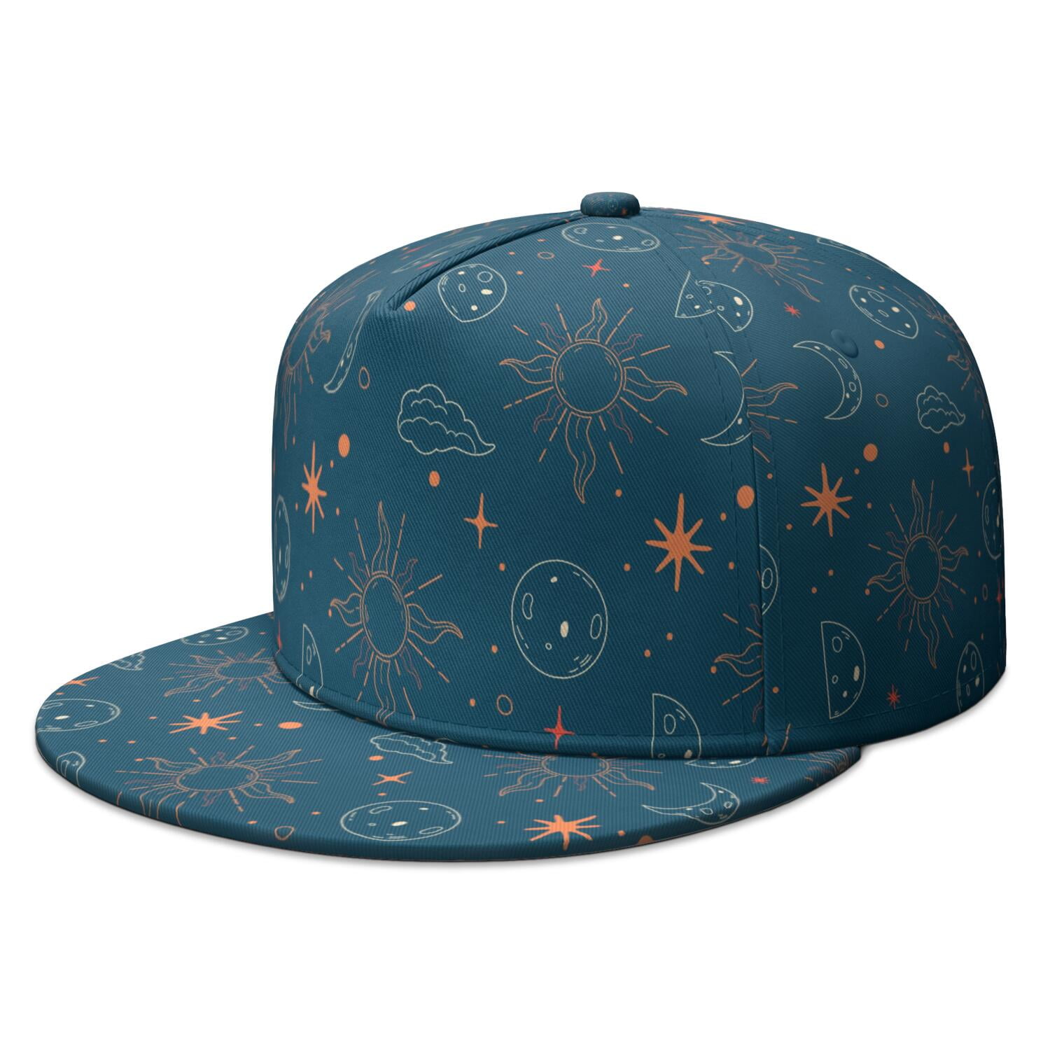 Celestial Starry Night Flat Bill Cap - Gothic Witchy Aesthetic Snapback ...