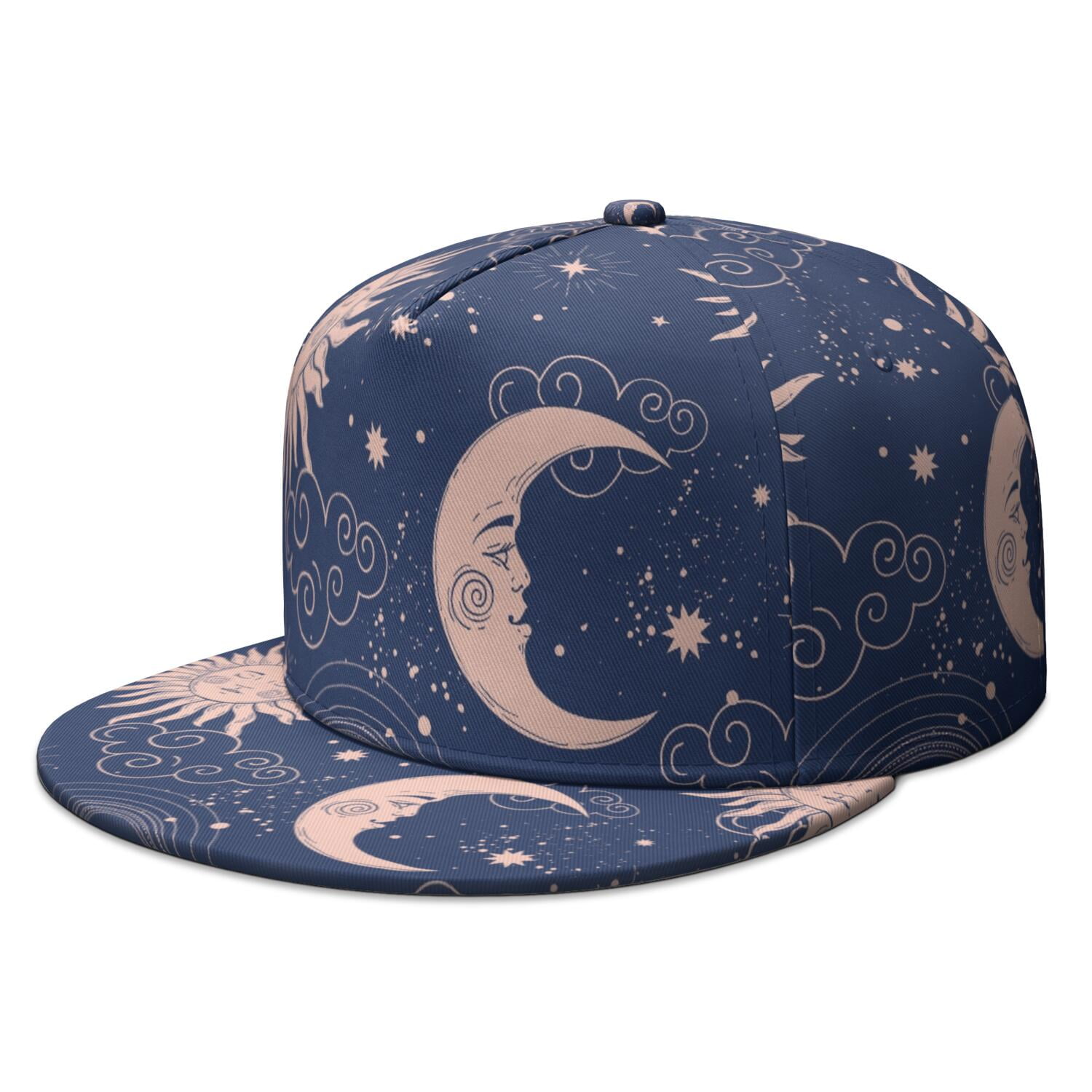 Celestial Starry Night Flat Bill Cap - Gothic Witchy Aesthetic Snapback ...