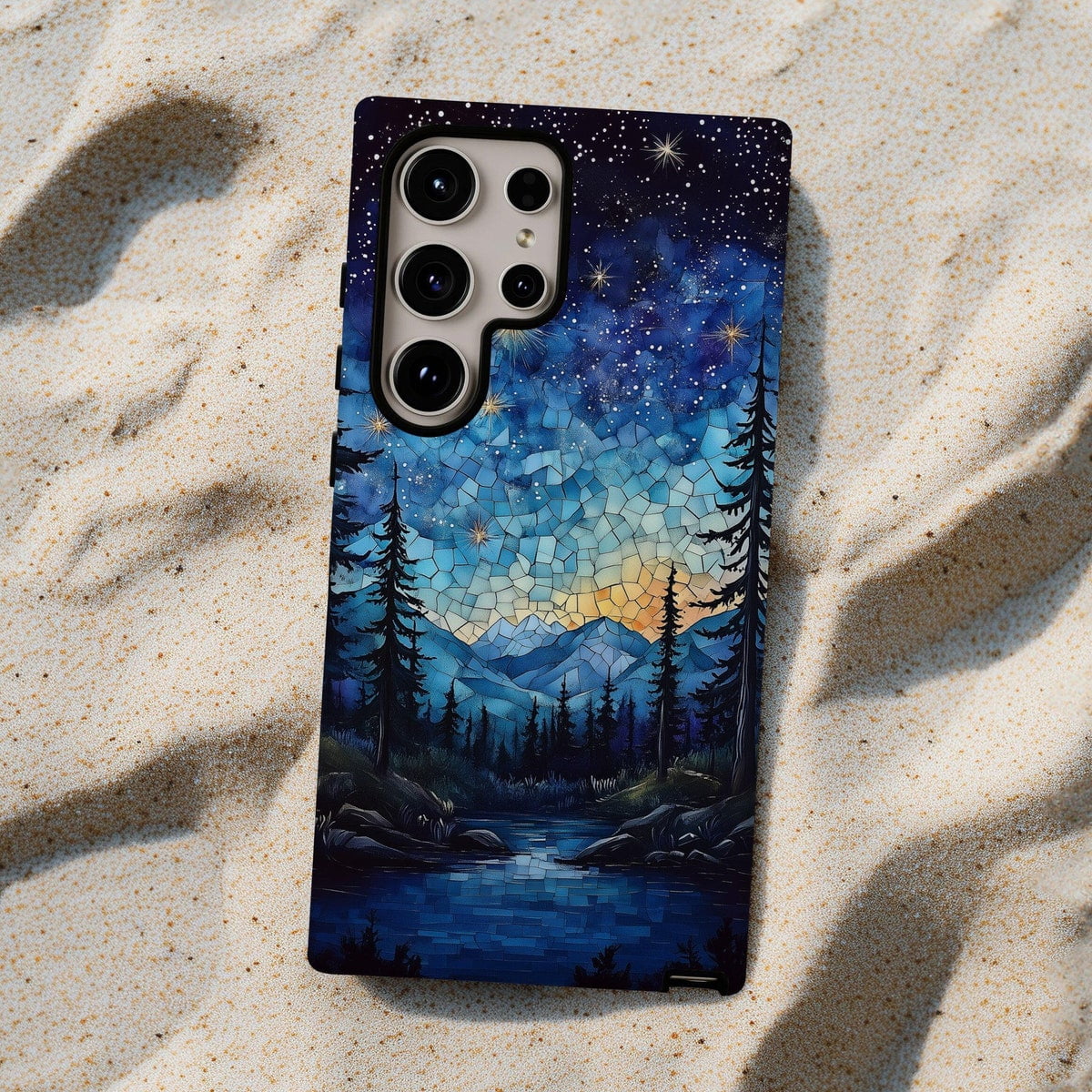 Celestial Starry Night Mountain Forest Phone Case 17 16 15 14 13 12 11 ...
