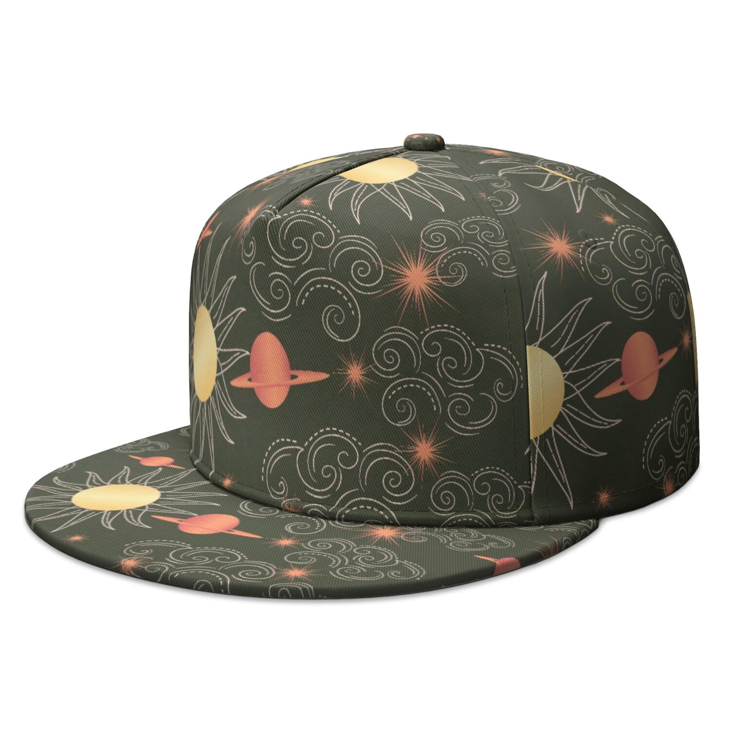 Celestial Starry Night Snapback Hat - Flat Brim Gothic Baseball Cap ...