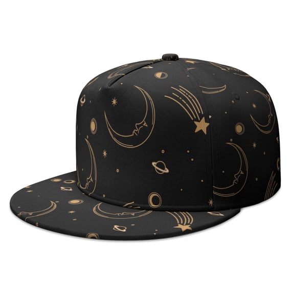Celestial Starry Night Snapback Hat - Flat Brim Gothic Baseball Cap ...
