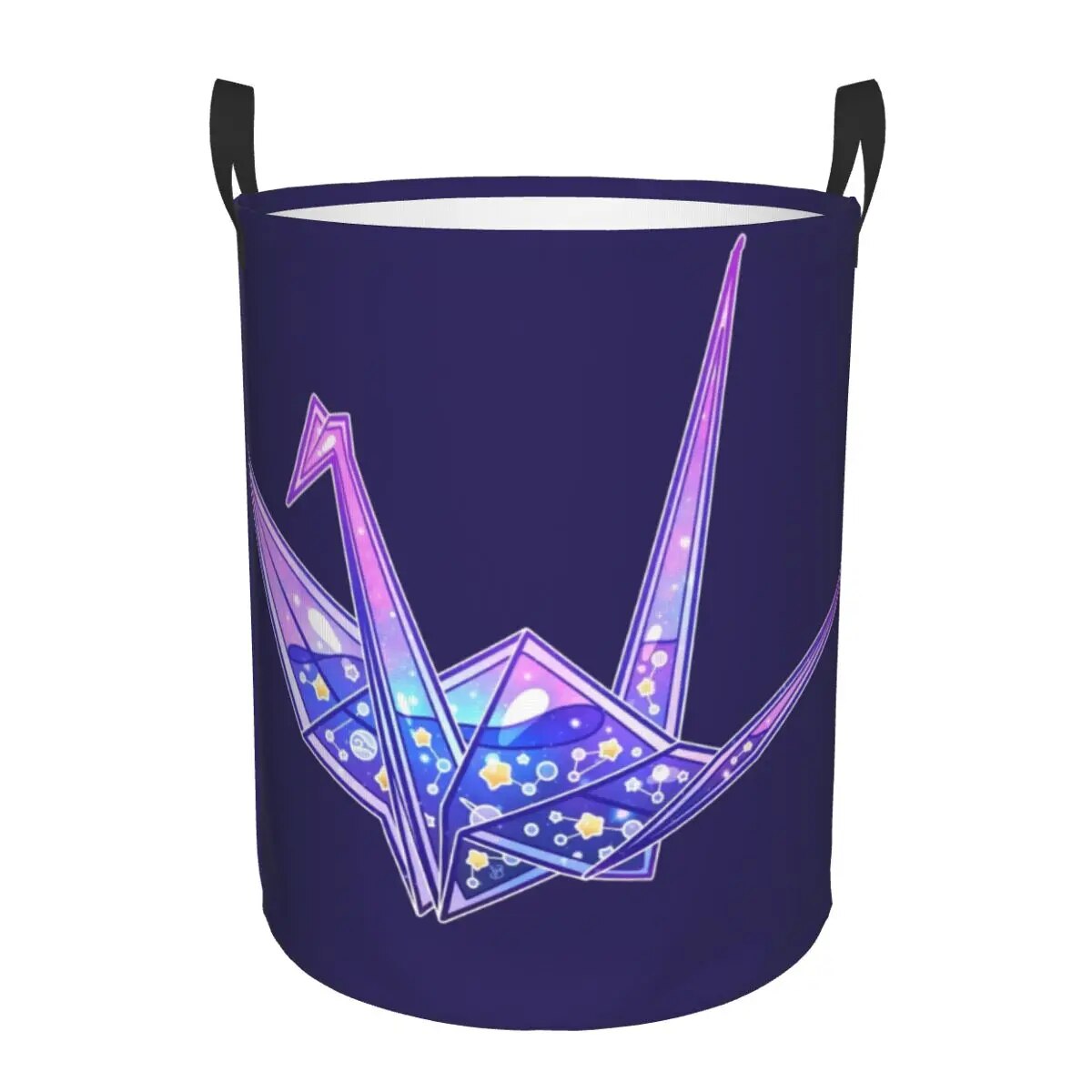 Celestial Stars And Moons In Gold And Dark Blue Laundry Basket Stars ...