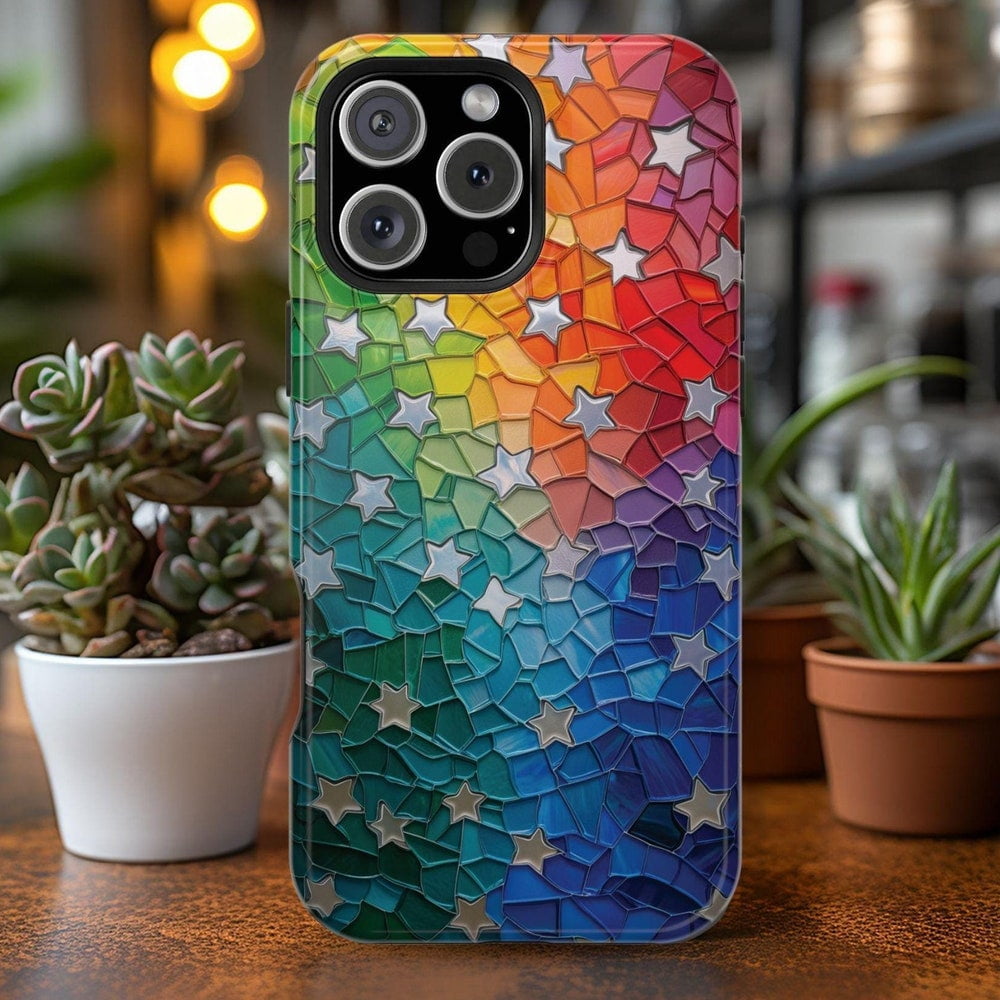 Celestial Stars Rainbow Stained Glass Art Compatible Phone Case for ...
