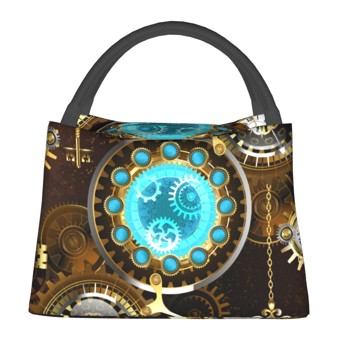 Celestial Steampunk Lunch Bag Blue Gold Mandala Lunch Box For Travel ...