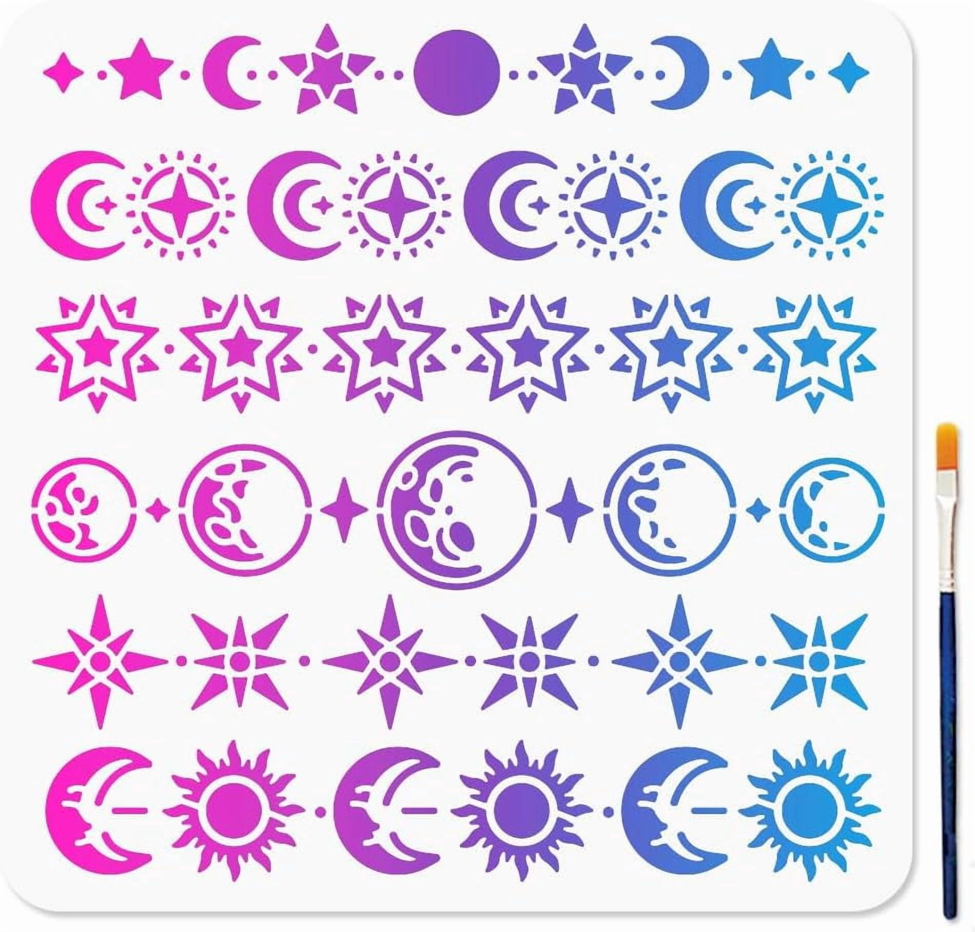 Celestial Stencil Set 11.8x11.8 Inch Reusable Templates for Cosmic ...