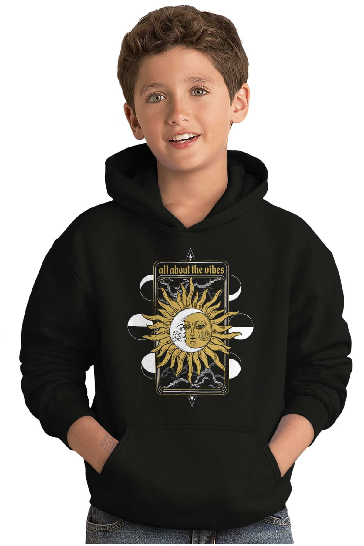 Celestial Sun All About The Vibes Youth Hoodie Boy Girl Teen Brisco Brands S - Walmart.com