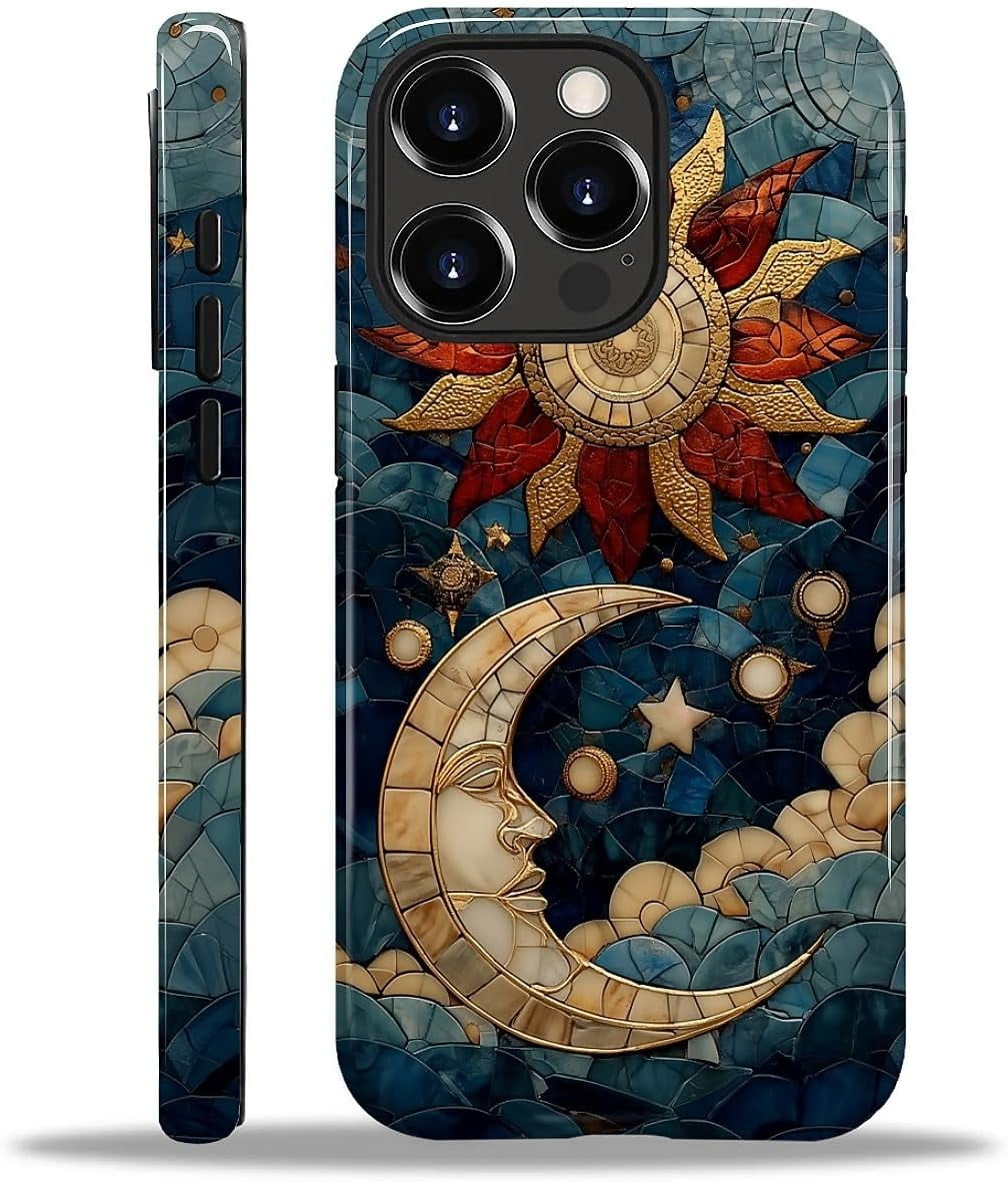 Celestial Sun And Moon Phone Case - Vintage Mosaic Art Case - Walmart.com