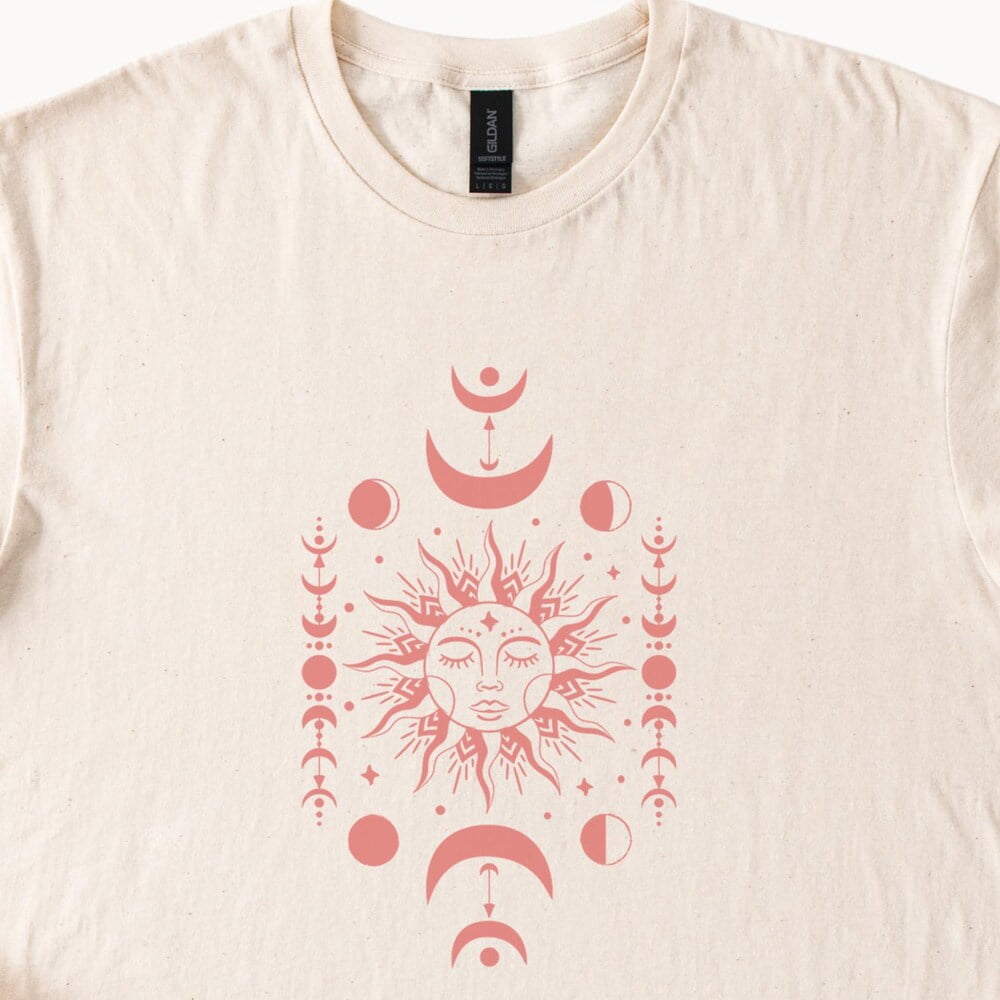 Celestial Sun And Moon Shirt Phases Tshirt Boho Witchy Graphic Tee ...