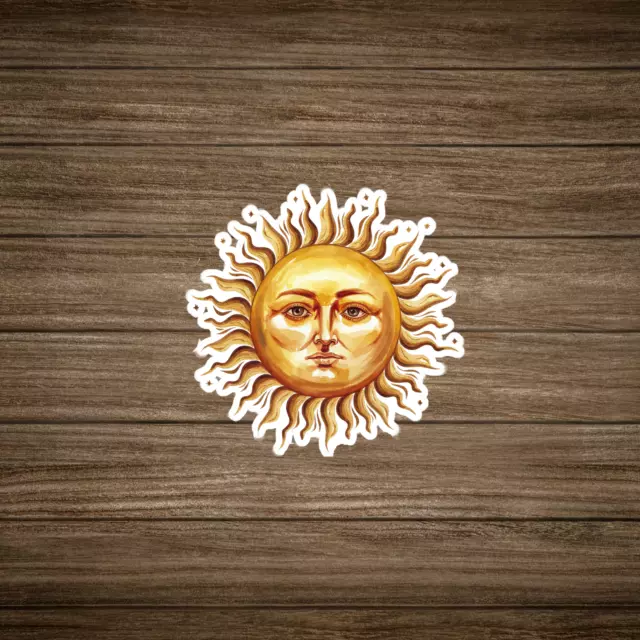 Celestial Sun Face Sticker - Watercolor Gold Metallic Decal For ...