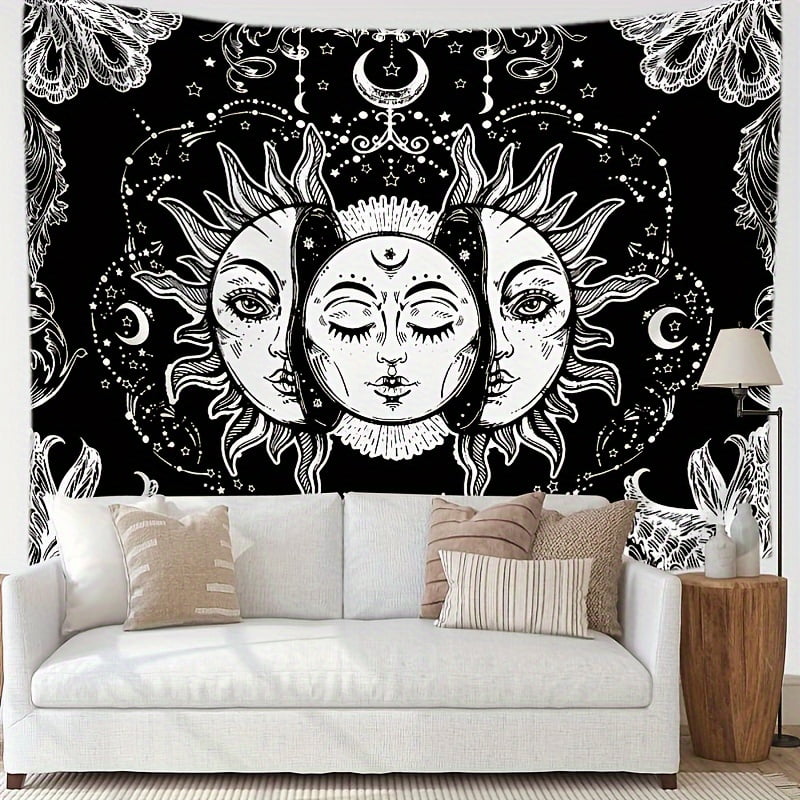 Celestial Sun Face Tapestry - Wrinkle & Fade Resistant Wall Hanging ...
