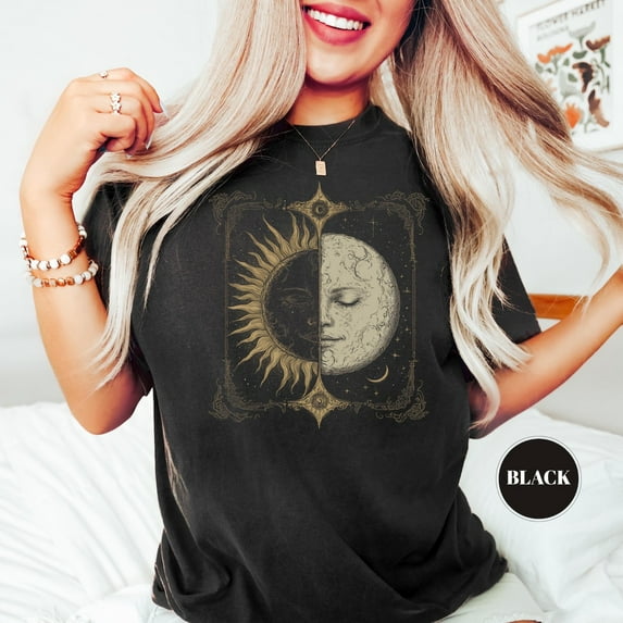 Celestial Sun And Moon Face T-Shirt, Mystical Sweatshirt, Hippie ...