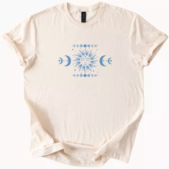 Celestial Sun Moon Phases Graphic T-Shirt Boho Witchy Top - Walmart.com