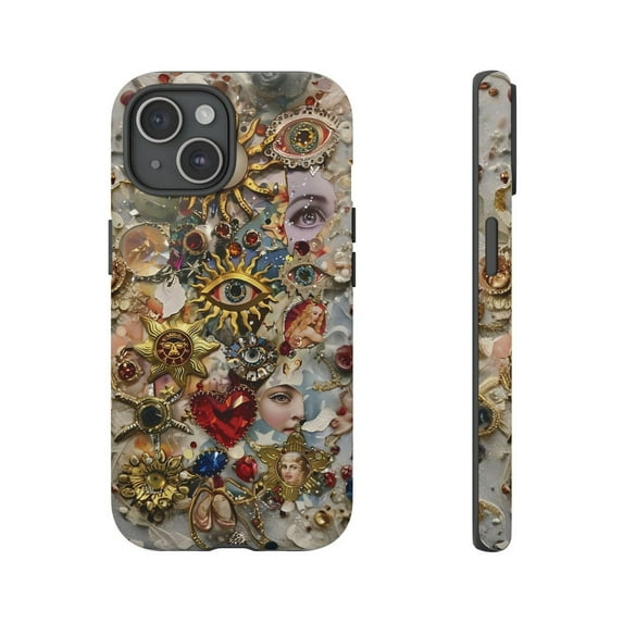 Celestial Sun Moon Star Collage Phone Case Artistic Mosaic Design for ...