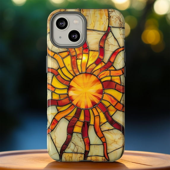 Celestial Sun Moon Stars Faux Glass Art iPhone Case 17 through 11 Pro ...
