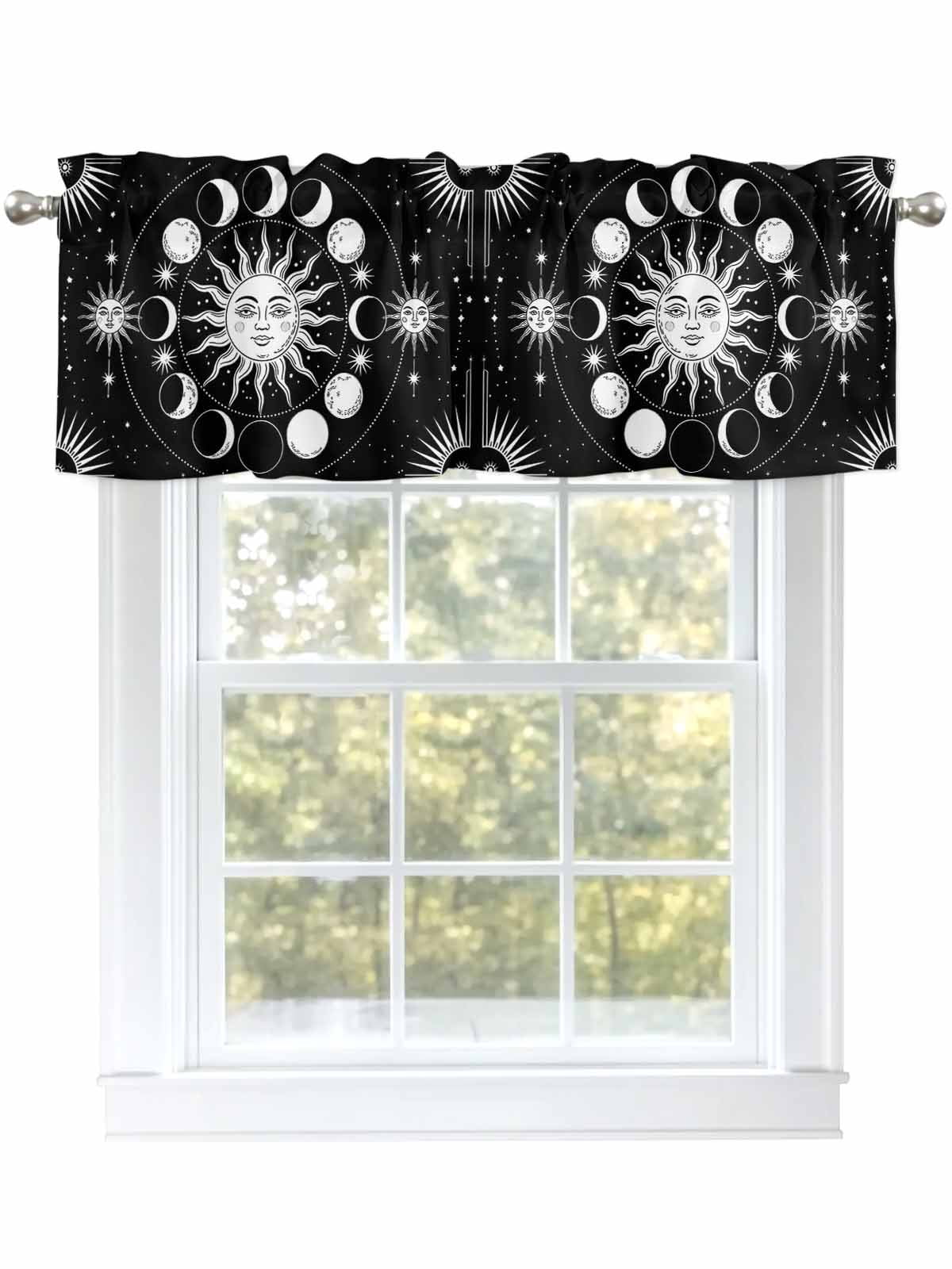 Celestial Sun and Moon Valances for Windows, Rod Pocket Kitchen Valance ...