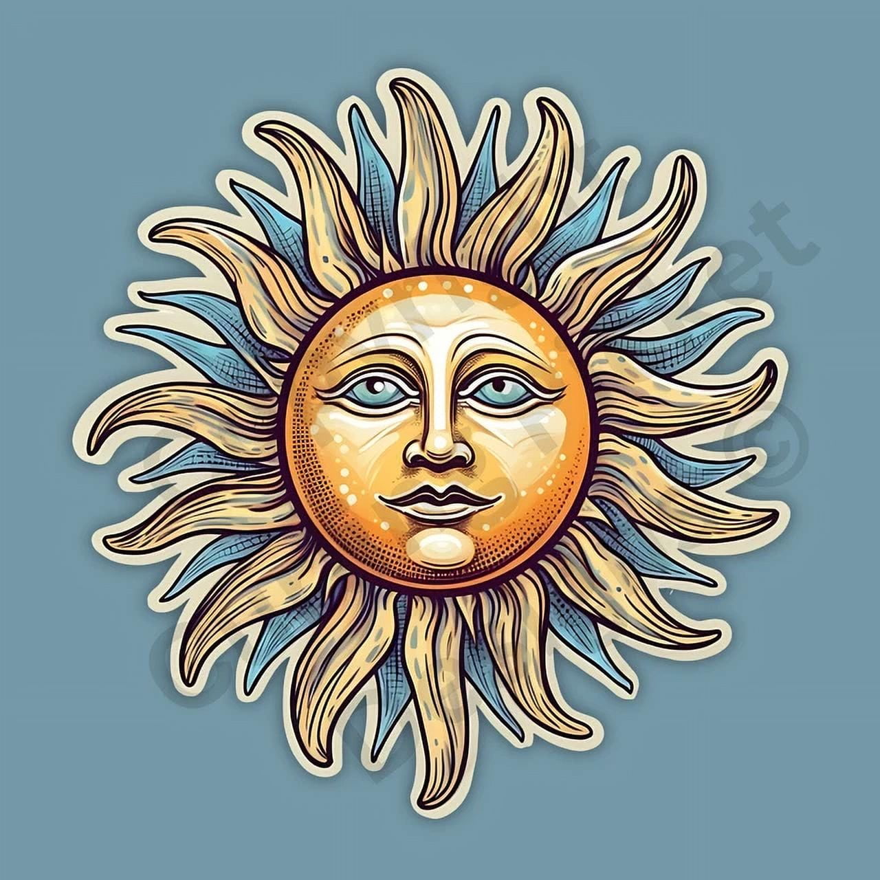 Celestial Sun Season Sticker Phone Decal Water Bottle Stickers Car ...