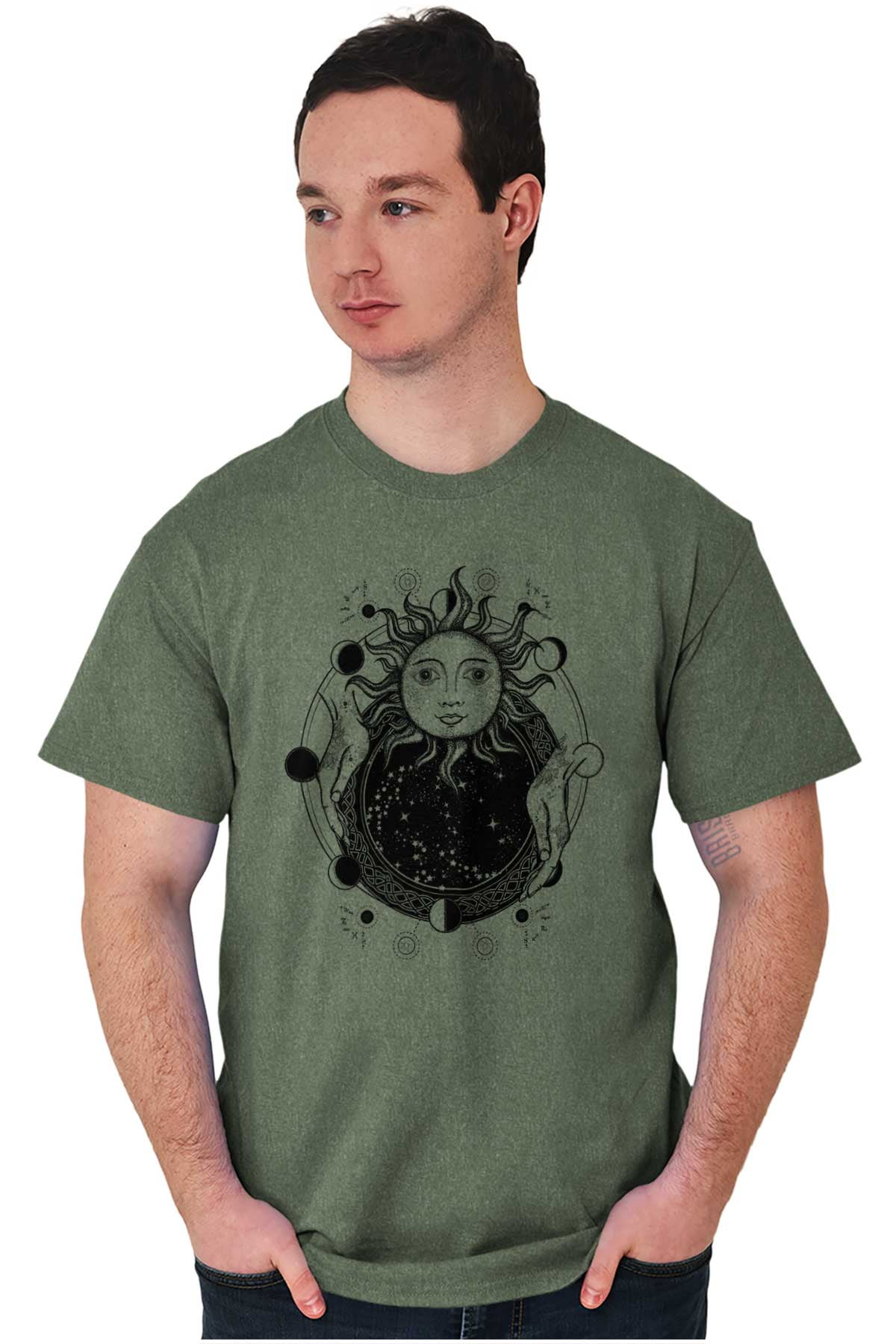 Celestial Sun Space Hands Spiritual Men's Graphic T Shirt Tees Brisco ...