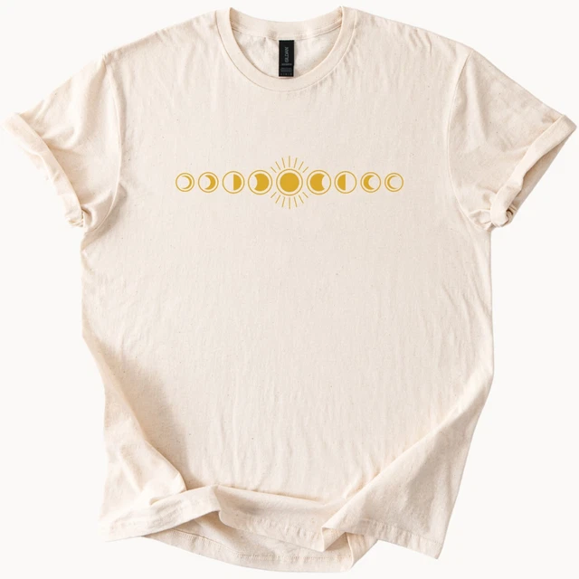 Celestial Sun and Moon Phases Shirt Boho Lunar Cycle Graphic Tee ...