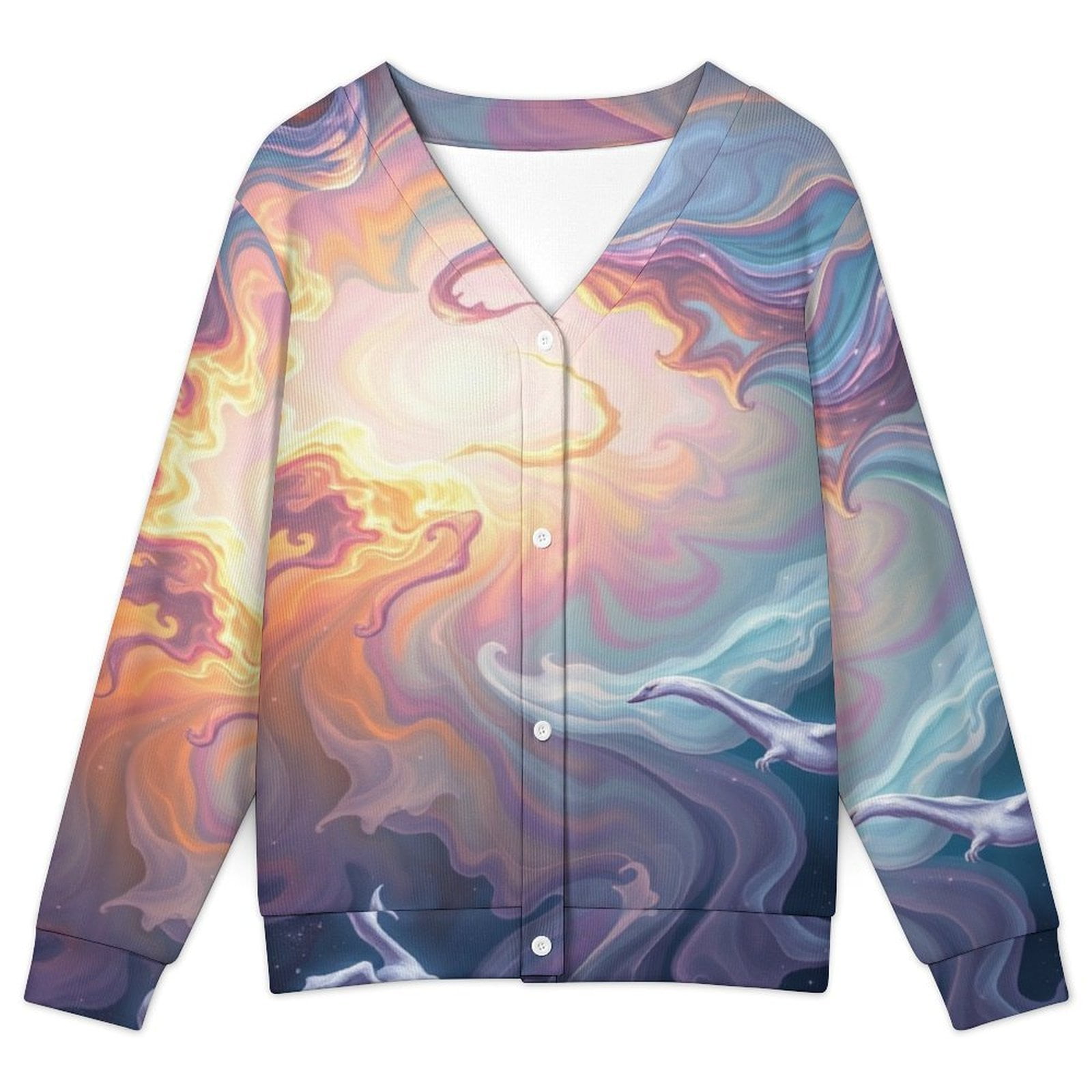 Celestial Swan Flight Fantasy Sweater Autumn Winter Women's Outerwear ...