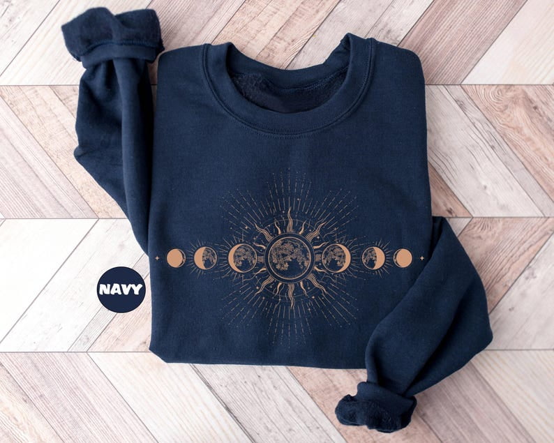 Celestial Sweatshirt: Boho Moon Phase, Mystical Sun Hoodie - Walmart.com