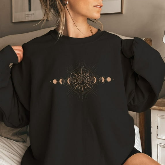 Celestial Sweatshirt: Boho Moon Phase Sun Outfit Sweatshirt All Size S ...