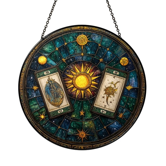 Celestial Tarot Stained Glass Suncatcher with Witchcraft Inspired ...